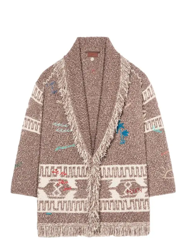 Alanui Written The Ocean" Cardigan With Embroidered Details - Cocoa Joy-colorful