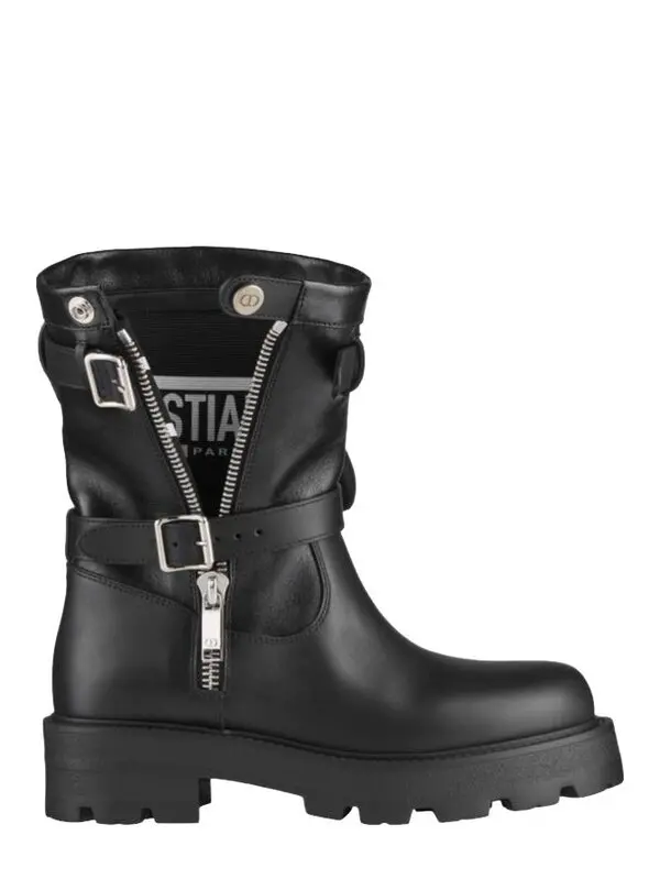 Dior D-major Ankle Boots With Buckles And Zipper - Black