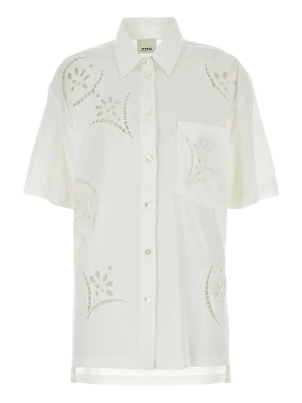 Isabel Marant Étoile Bilya Broderie Anglaise Short-sleeved Shirt - White