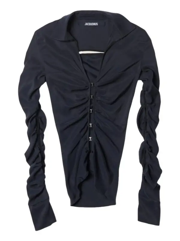 Jacquemus Soffio Stretch Knit Cut-out Shirt - Black