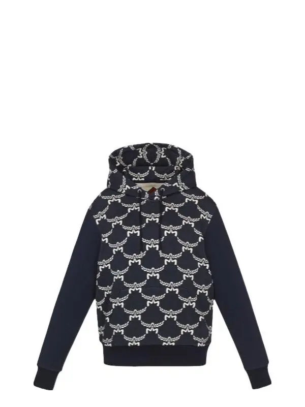 Mcm Monogram Hooded Long Sleeve Hoodie - Black