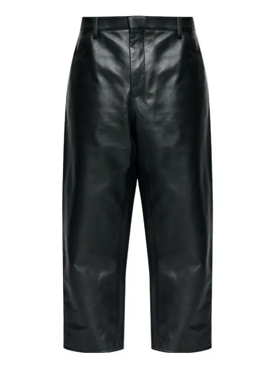 JIL SANDER Straight-leg Leather Trousers - Black