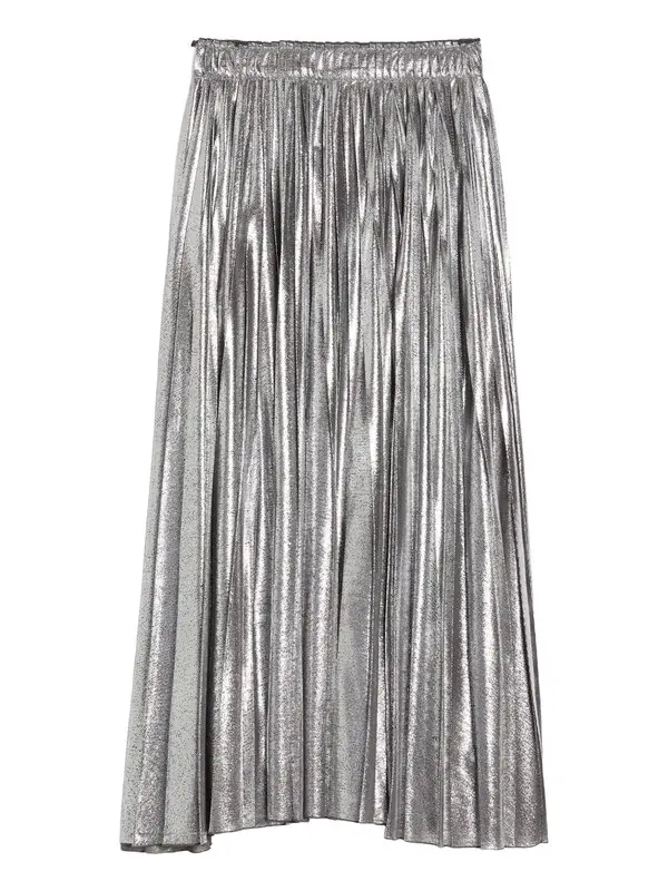 Max Mara Pleated Flared Midi Skirt - Silver