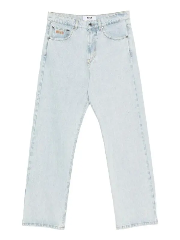MSGM Marbled Denim Trousers - White