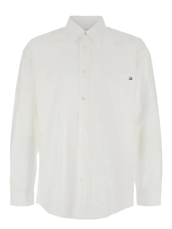 DUNST Shirt With Front Pocket And Logo - Ivory