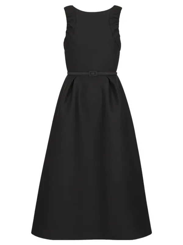 Dior Flared Mid-length Dress With Belt - Black