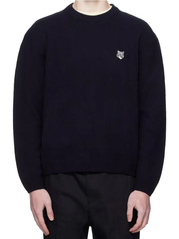 Maison Kitsuné Wool Fox Head Sweater - Black