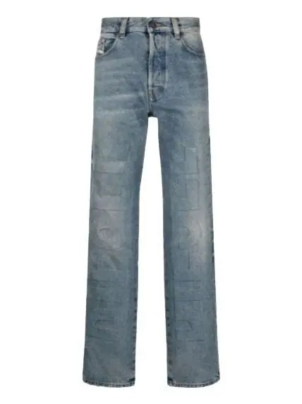 DIESEL® Logo Embossed Straight-leg Jeans - Gray