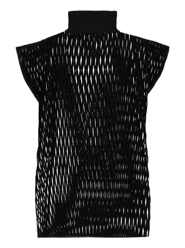 Alaïa Maxi Open-knit High Neck Top - Black
