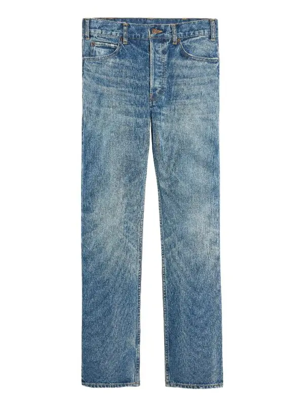 Celine Polly Jeans In Crystal Rinse Denim - Blue