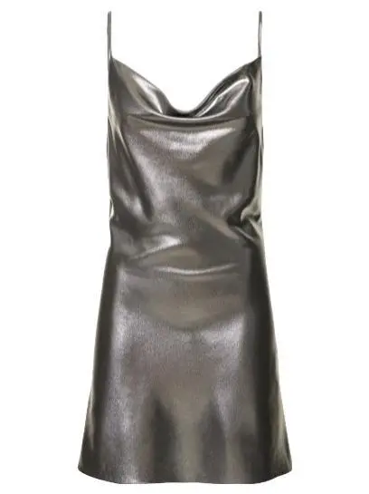ROTATE BY BIRGER CHRISTENSEN Metallic Pendant Mini Sling Dress - Gray