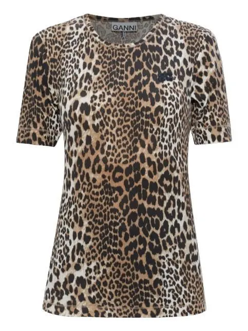 GANNI Leopard-print Logo T-shirt - Leopard Color