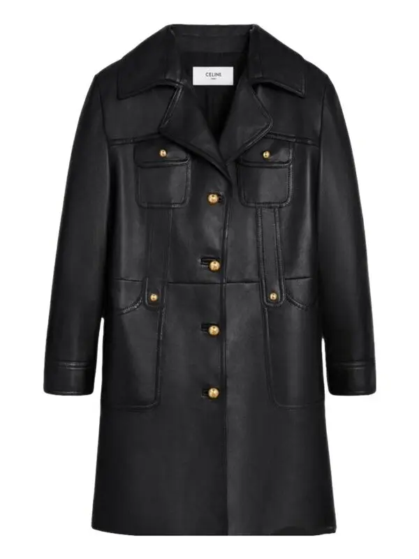 Celine Neo Coat In Soft Lambskin - Black