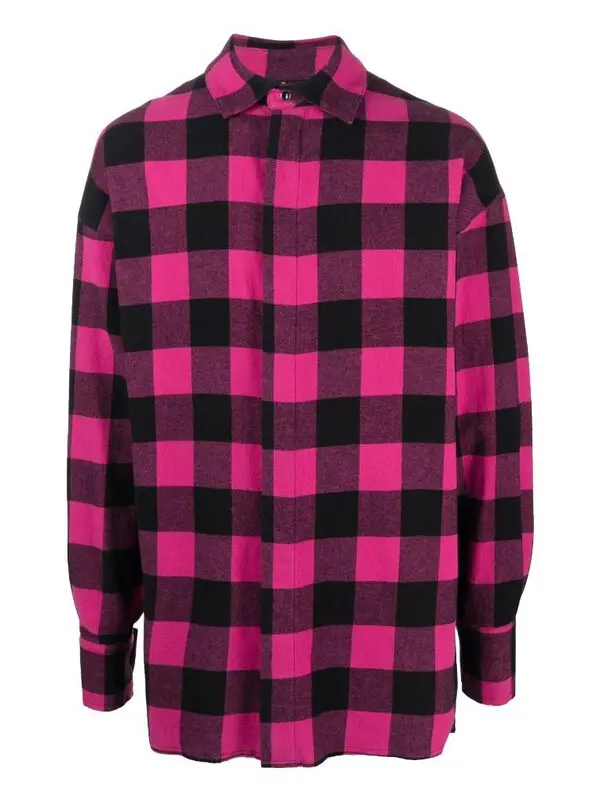 Palm Angels Check-print Logo Shirt - Red