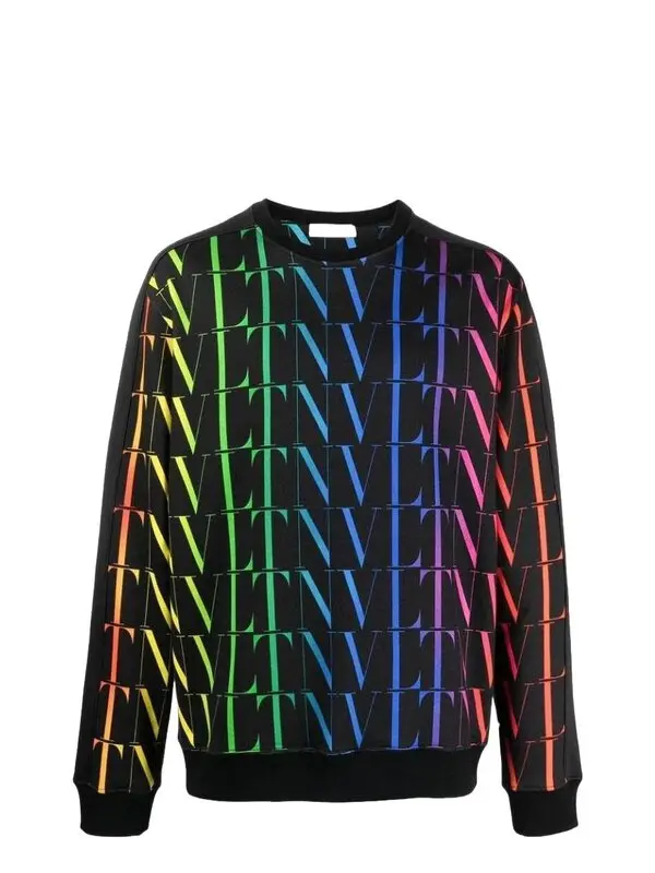 Valentino Garavani Vltn Rainbow Crewneck Sweatshirt - Black