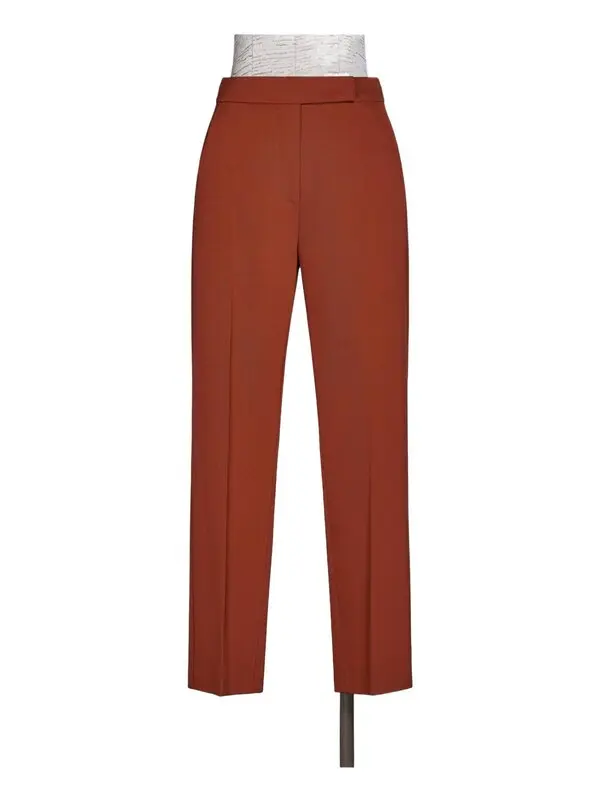 Max Mara Wool Slim Fit Tailored Trousers - Rust-colored