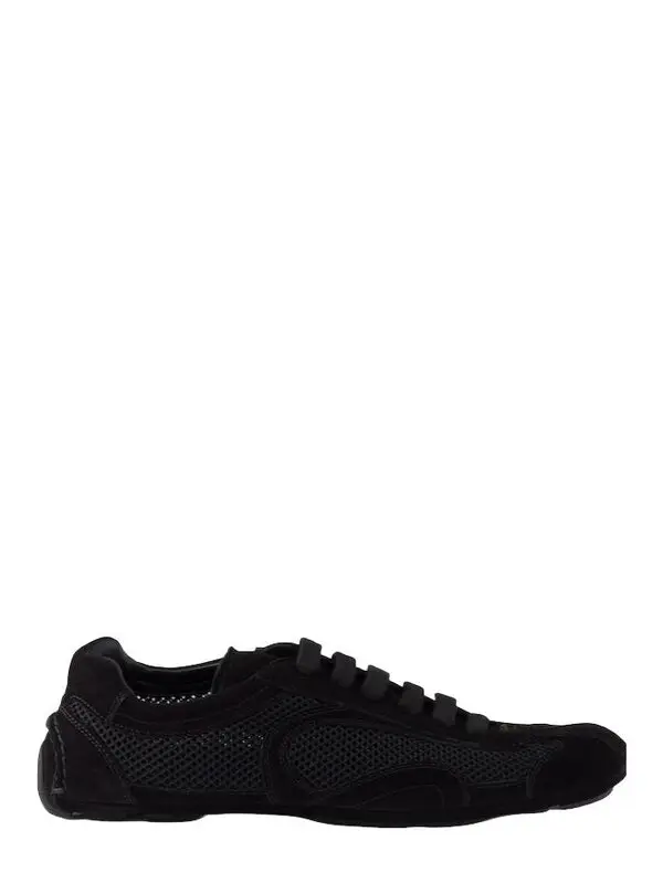 Prada Mesh Panelled Lace-up Sneakers - Black