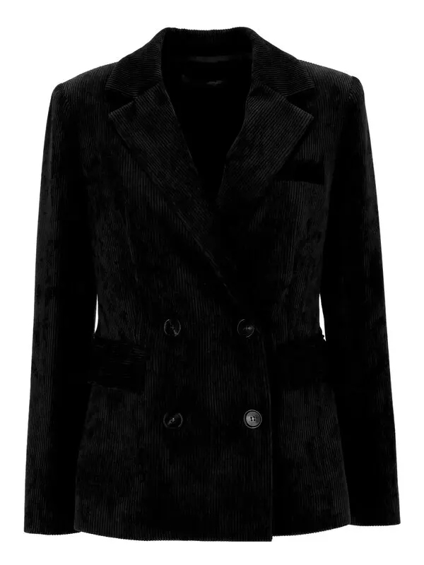 D.exterior Double-breasted Corduroy Blazer - Black