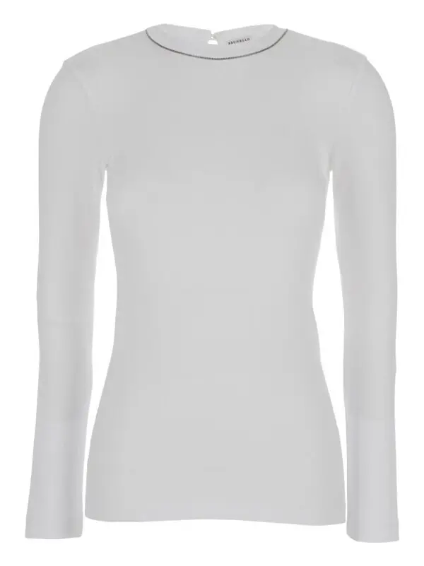 Brunello Cucinelli Embellished Knitted Jumper - White