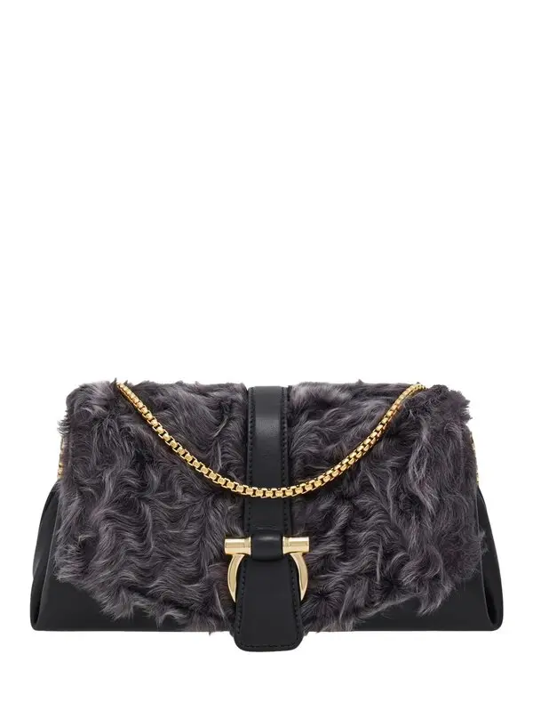 FERRAGAMO Crossbody Bag With Magnetic Snap Closure - Grey