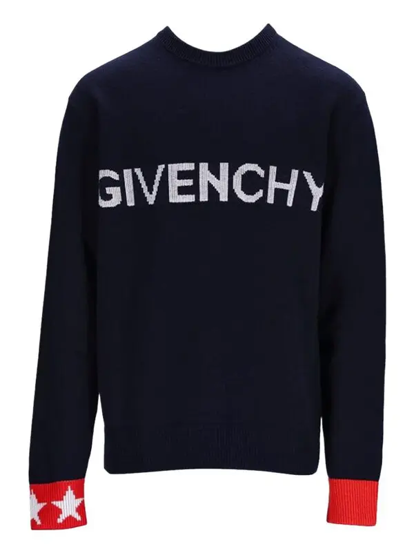 Givenchy Logo Intarsia-knit Jumper - Blue