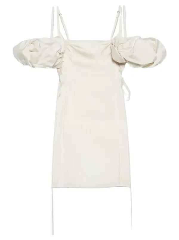 Jacquemus La Mini Robe Chouchou Dress With Detachable Sleeves - White