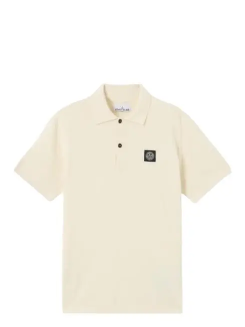 Stone Island Short-sleeved Knitted Polo Shirt - Ivory