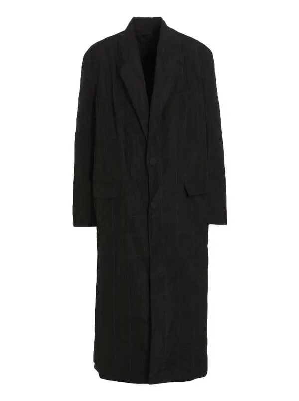 Balenciaga Checked Single-breasted Coat - Black
