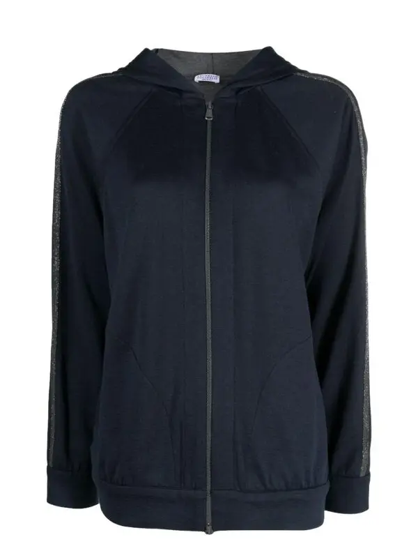 Brunello Cucinelli Embellished Zip Hoodie - Black