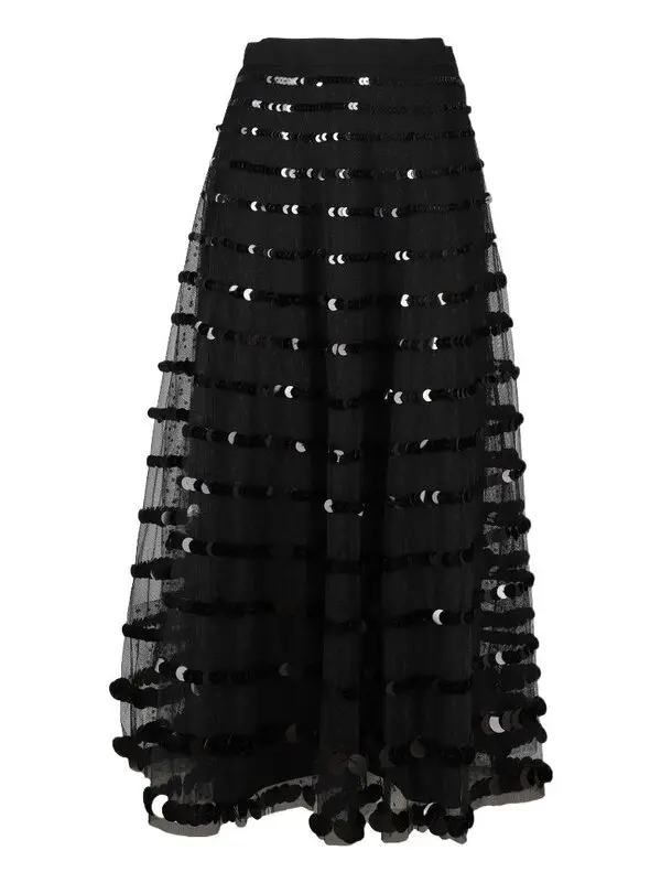 Red Valentino Tulle A-line Midi Skirt - Black