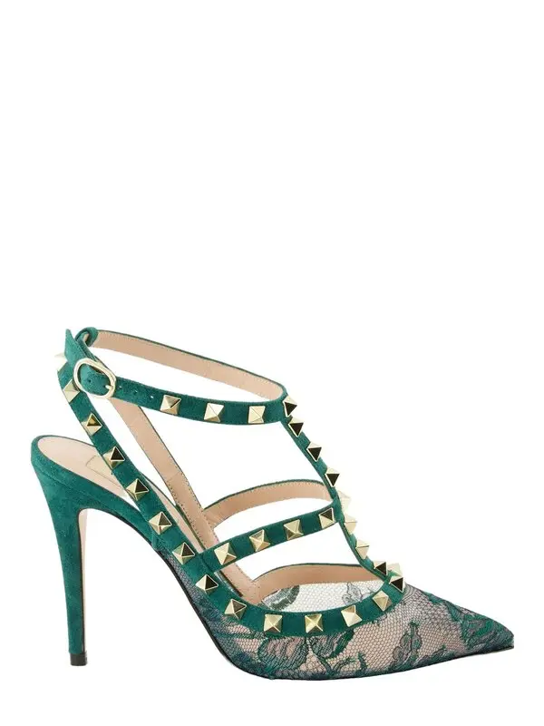 Valentino Garavani Rockstud Lace Court Pumps - Green