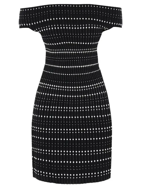 Alexander McQueen Off-shoulder Knitted Mini Dress - Black