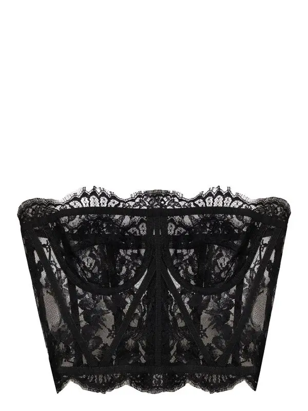 Dolce & Gabbana Floral Lace Corset Top - Black