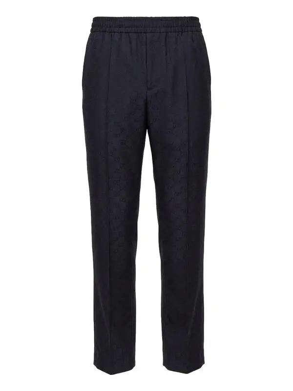Gucci Gg Monogram Cropped Trousers - Blue