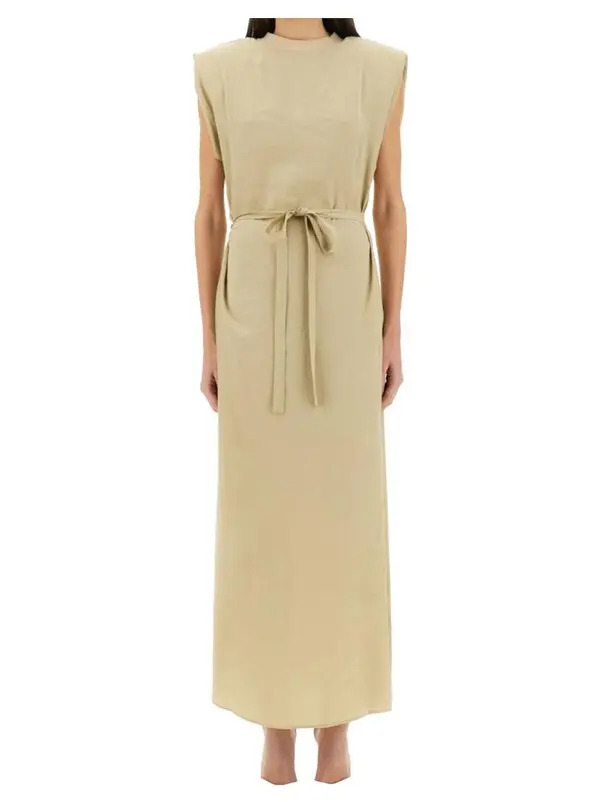 ALYSI Belted Sleeveless Maxi Dress - Sand
