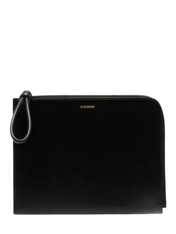 JIL SANDER Logo Print Strap Clutch Bag - Black