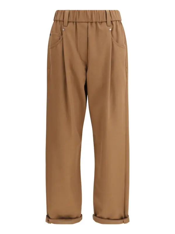 Brunello Cucinelli Elasticated High-rise Pleated Trousers - Brown