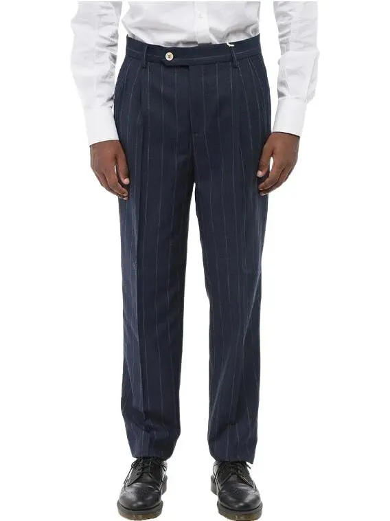 Brunello Cucinelli Belt Loop Casual Pants - Navy Blue