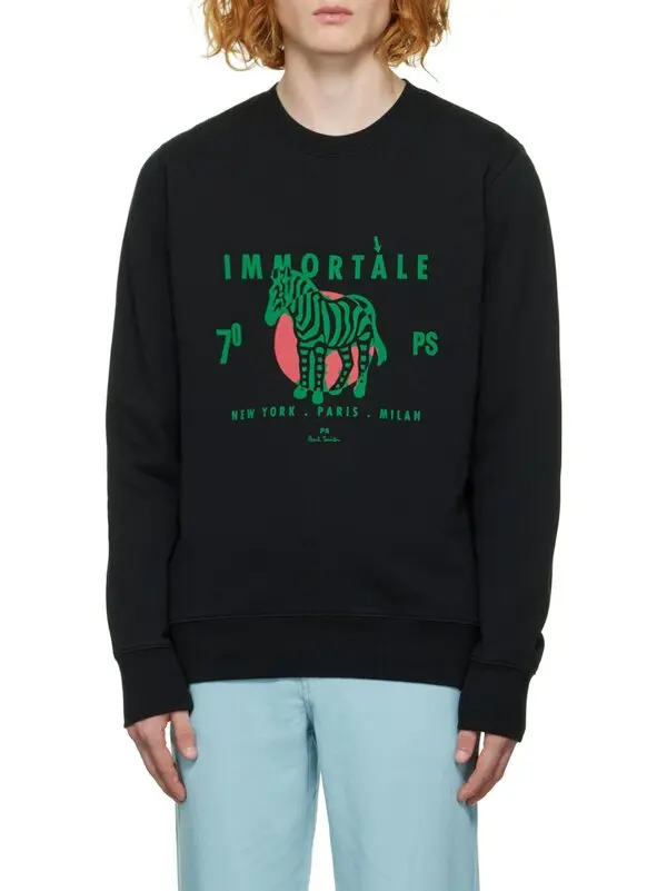 Paul Smith Immortale Zebra Crewneck Sweatshirt - Black