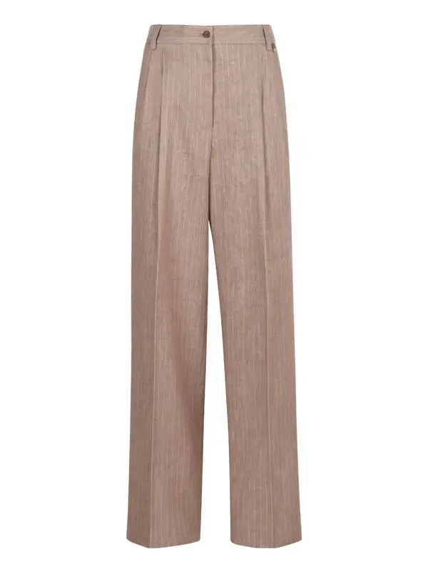 Herno Pinstriped Tailored Trousers - Nude