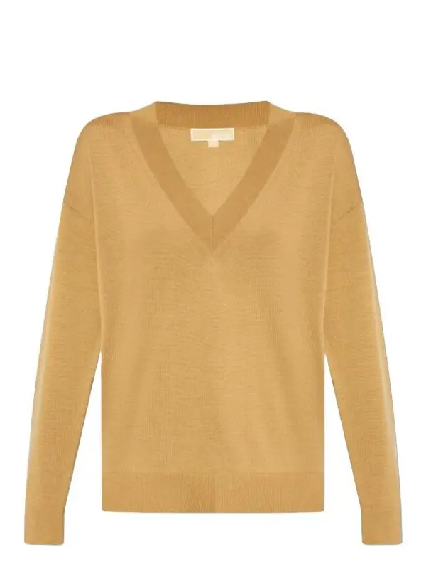 Michael Kors V-neck Logo Jumper - Yellow