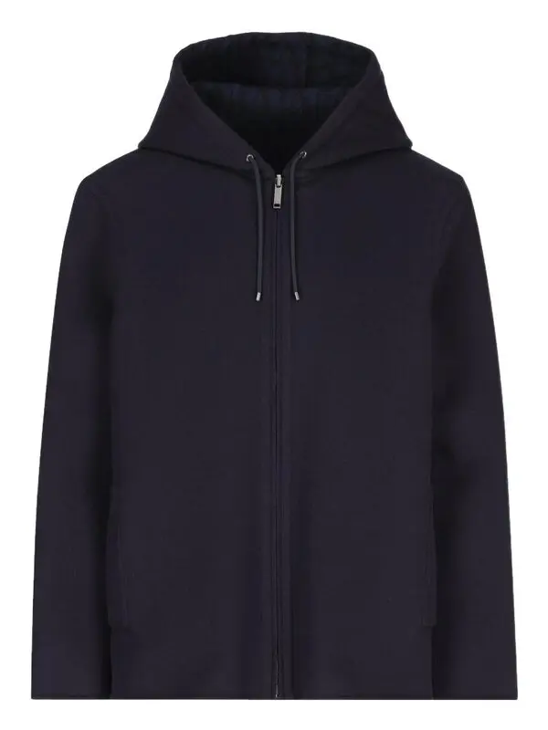 Valentino Garavani Zip-up Reversible Hooded Jacket - Black
