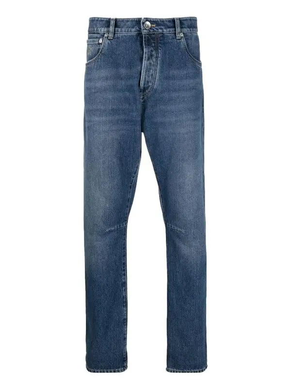 Brunello Cucinelli Slim-cut Denim Jeans With Logo Detail - Blue