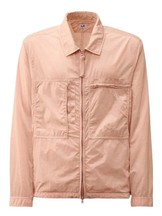 C.P. COMPANY Logo-embroidered Zip-up Jacket - Mist Rose-pink