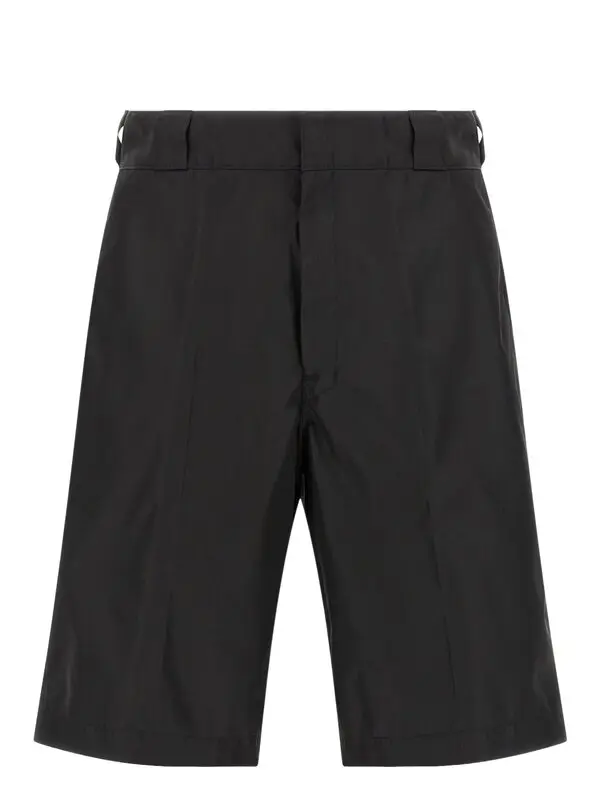 Prada Logo Plaque Bermuda Shorts - Black