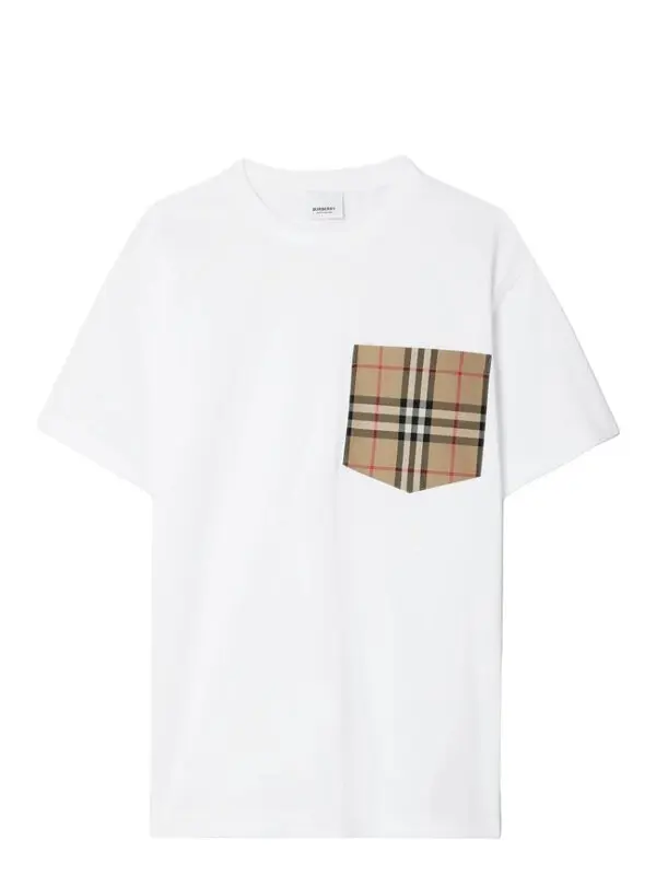 Burberry Checked Pocket Crewneck T-shirt - White