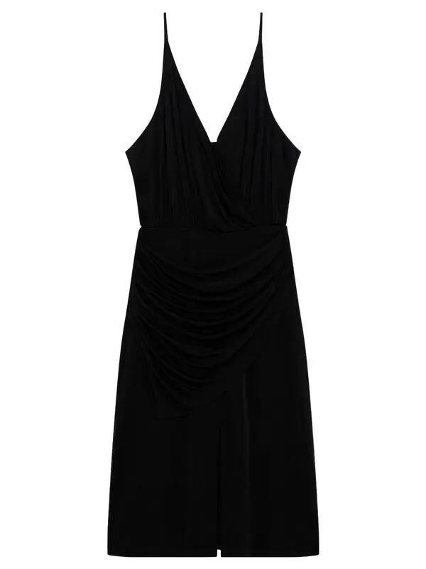 IRO PARIS Draped Slip Dress With Front Slit - Black