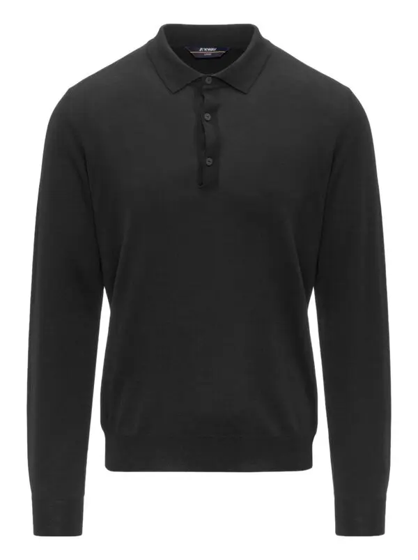 K-WAY Long-sleeved Polo Shirt - Black