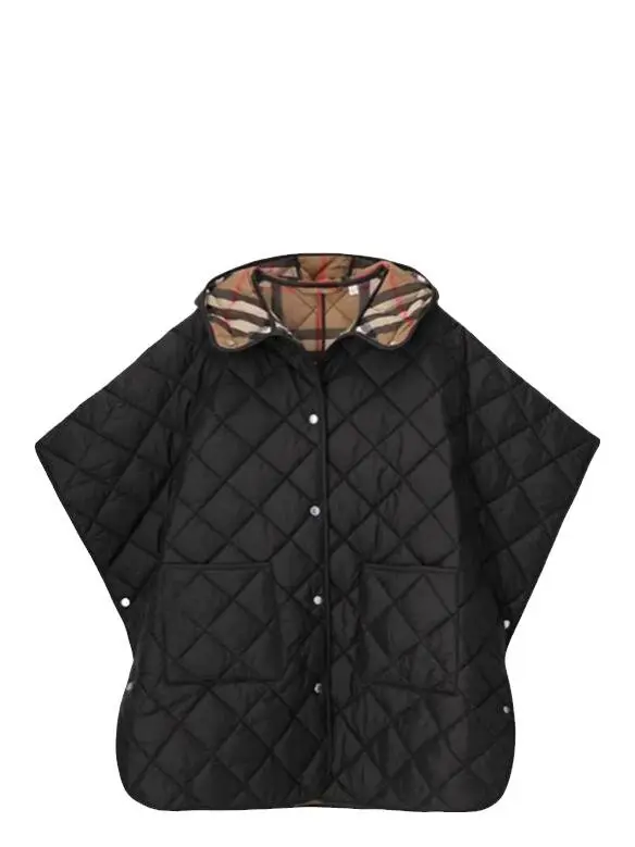 Burberry Quilted Hooded Cape - Black