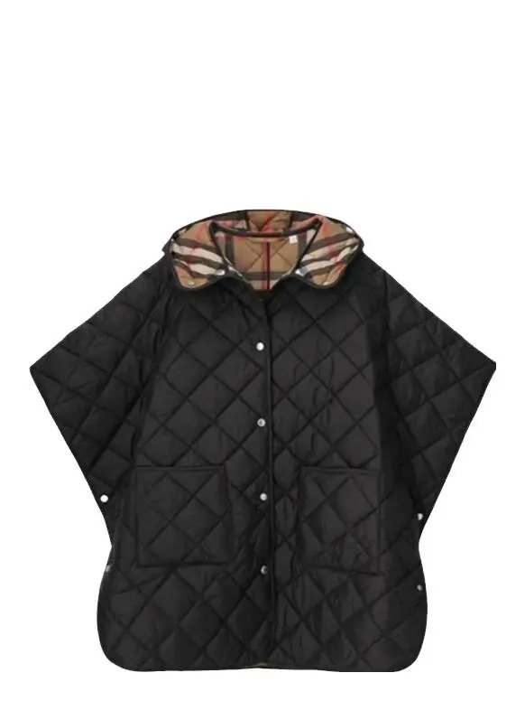 Burberry Quilted Hooded Cape - Black